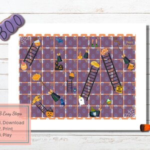 Printable Halloween Game for Kids / Brooms and Ladders / Halloween ...