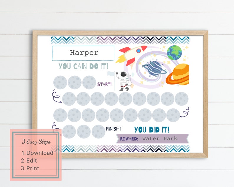 Printable Space Reward Chart / Editable Behavior Chart for Kids ...