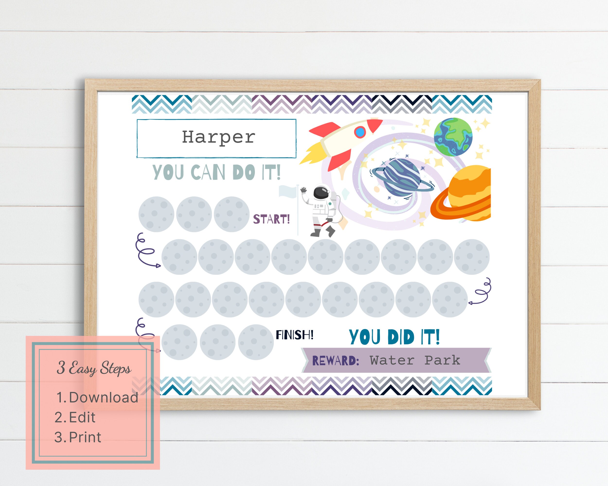 Printable Space Reward Chart / Editable Behavior Chart for Kids ...