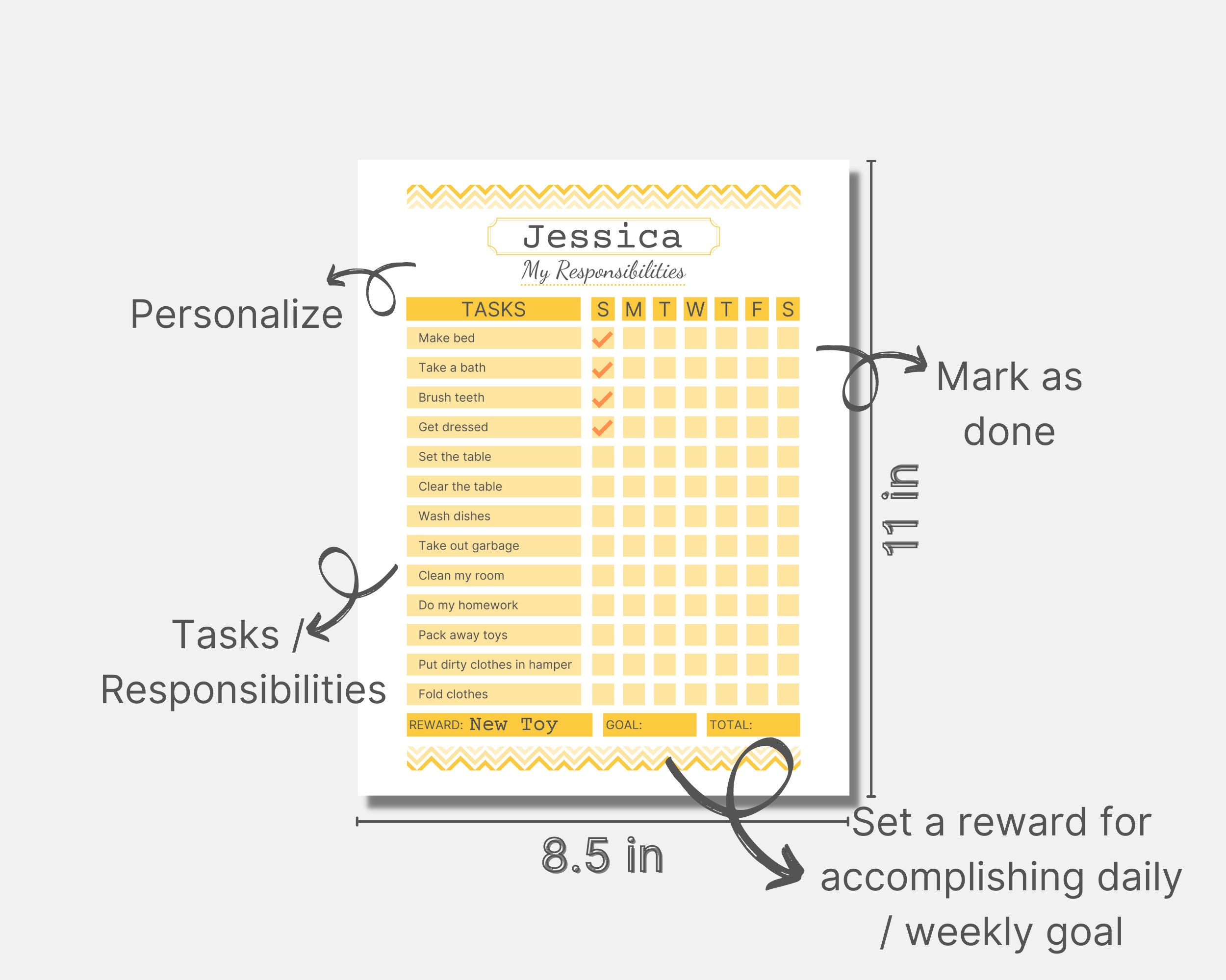 Printable Chore Chart / Daily Weekly Visual Routine / Kids Task ...