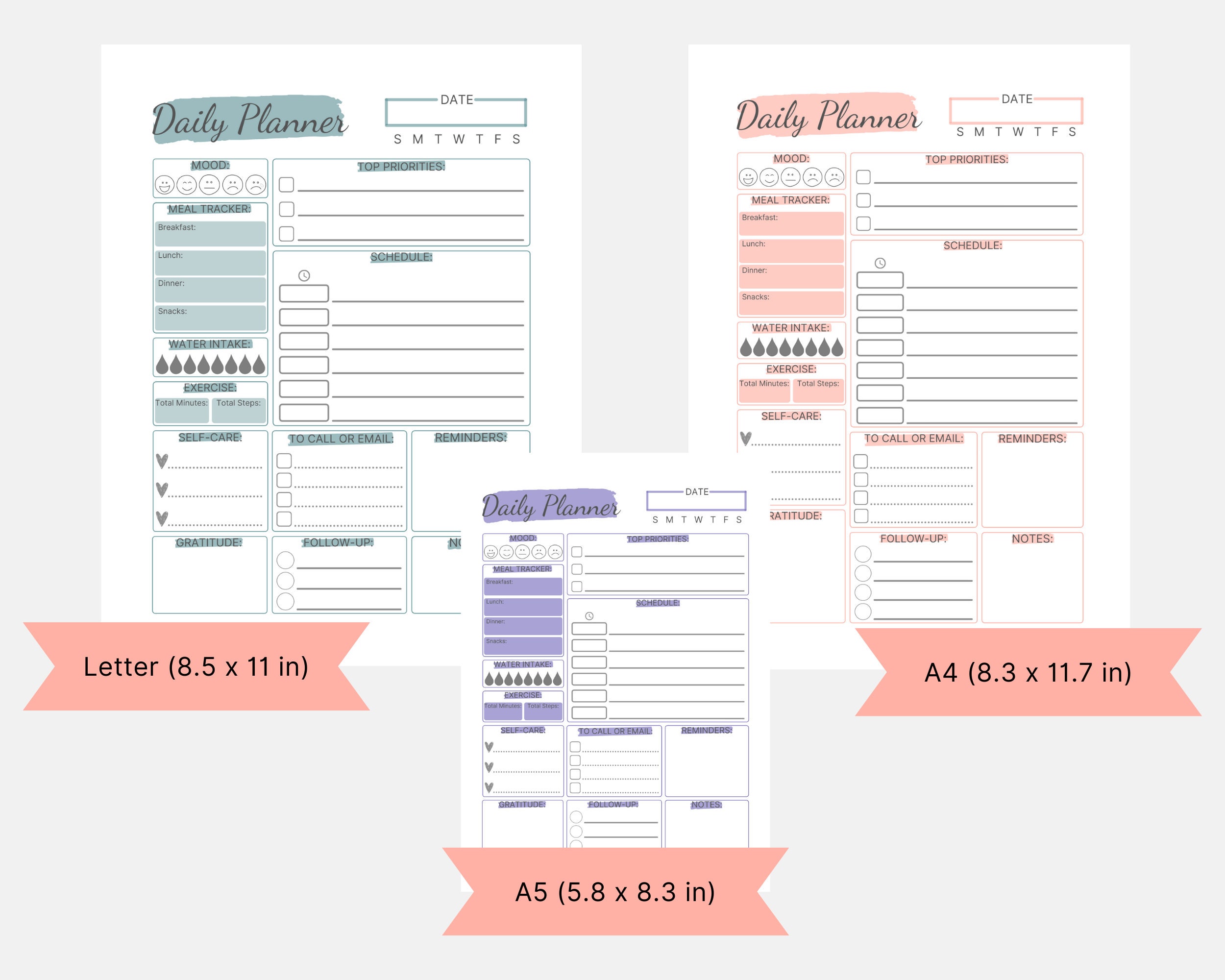 Printable Daily Planner / Editable Productivity Day Planner / - Etsy