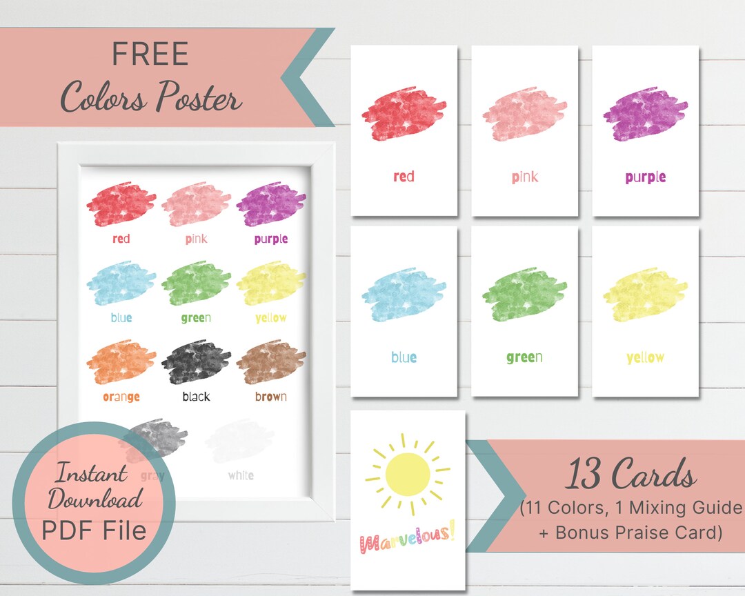 Printable Color Flash Cards / Toddler Learning Cards / Homeschool Color ...