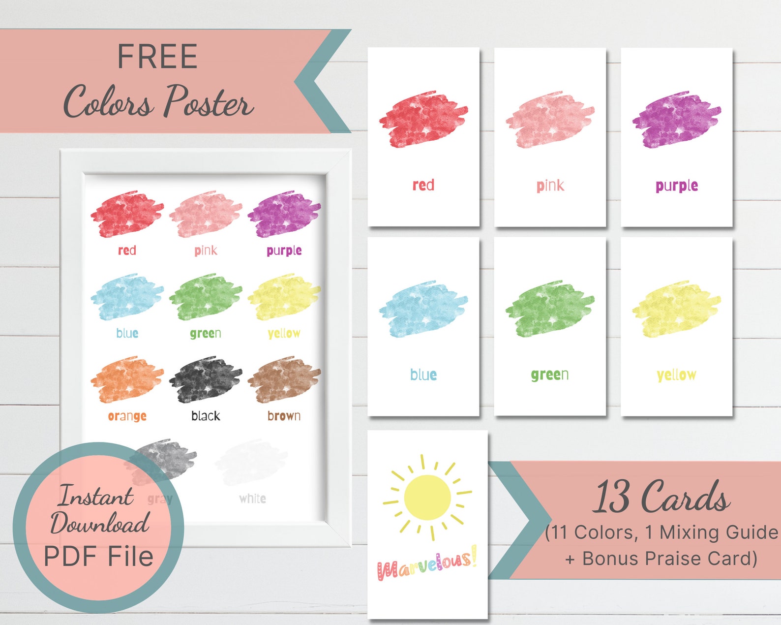 Printable Color Flash Cards / Toddler Learning Cards / Homeschool Color ...