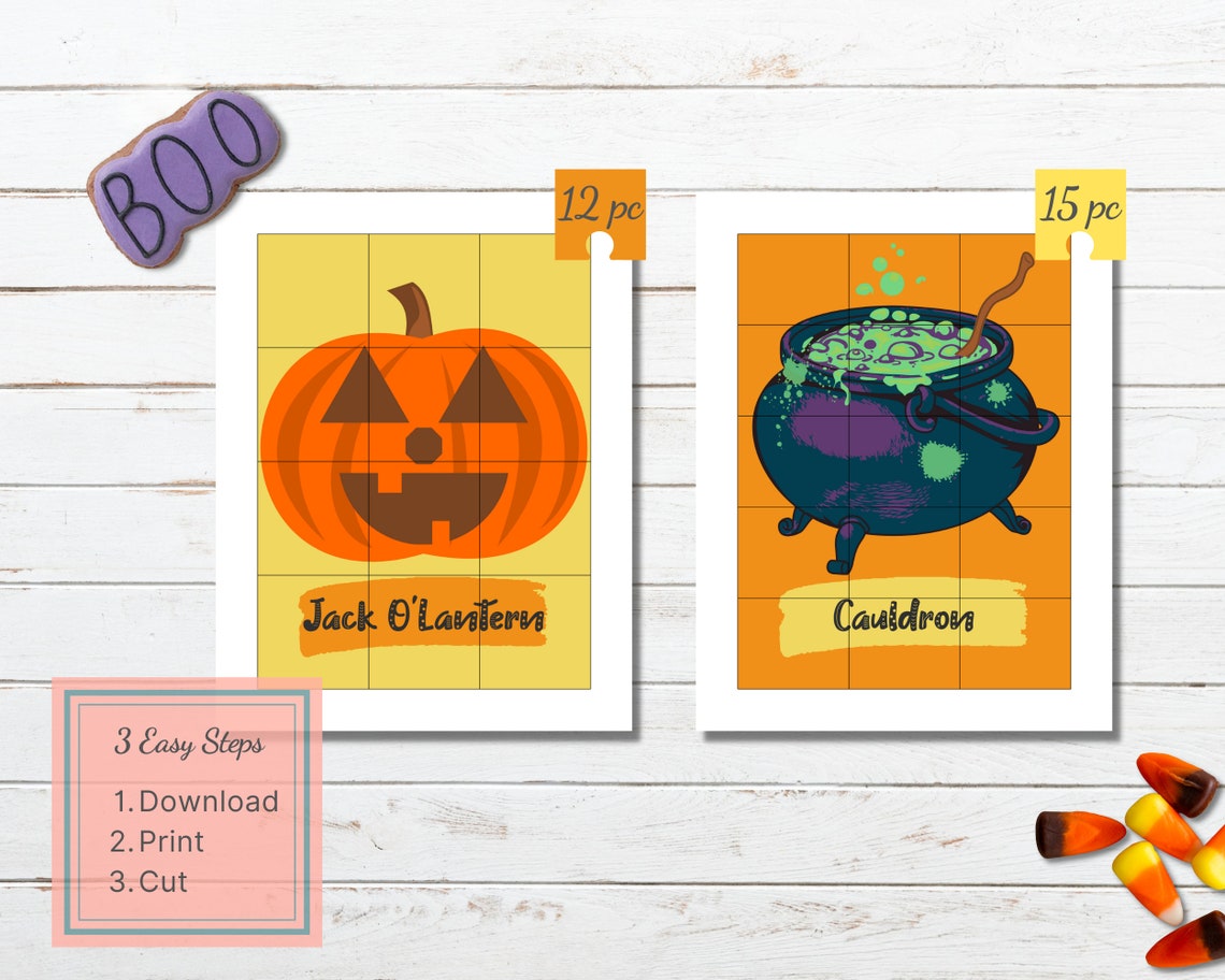Printable Halloween Puzzles for Kids / Halloween School Activity for ...