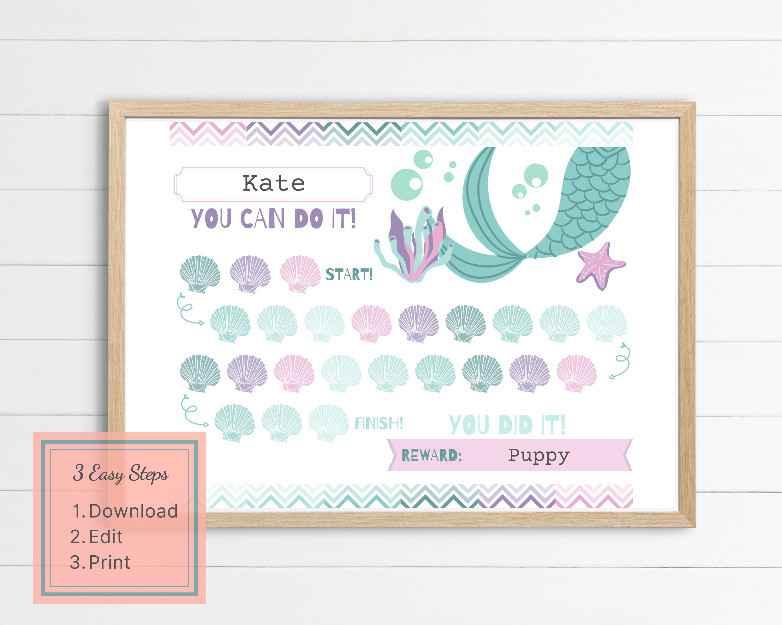 Printable Mermaid Reward Chart / Editable Behavior Chart for Kids ...