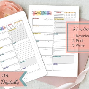 Printable Weekly Planner / Editable Week Organizer / To-do List ...