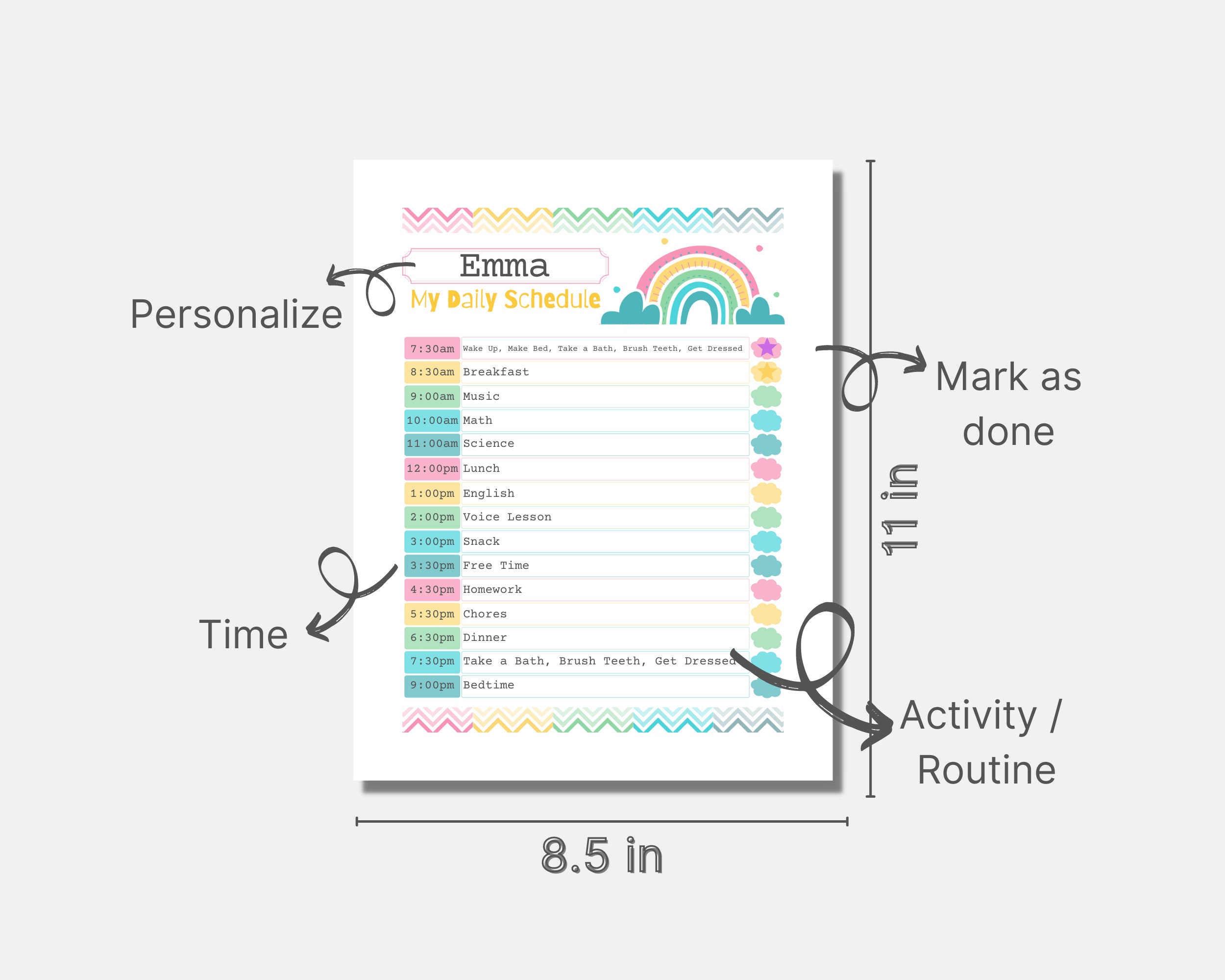 Printable Kids Daily Schedule / Editable Home School Daily Planner ...