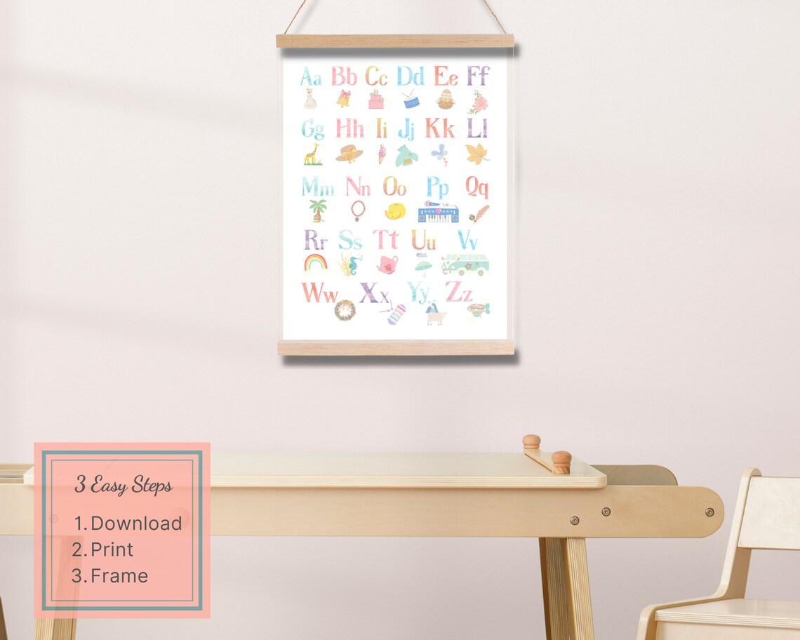 Printable Alphabet Poster / Alphabet Wall Art / ABC Poster / Alphabet ...