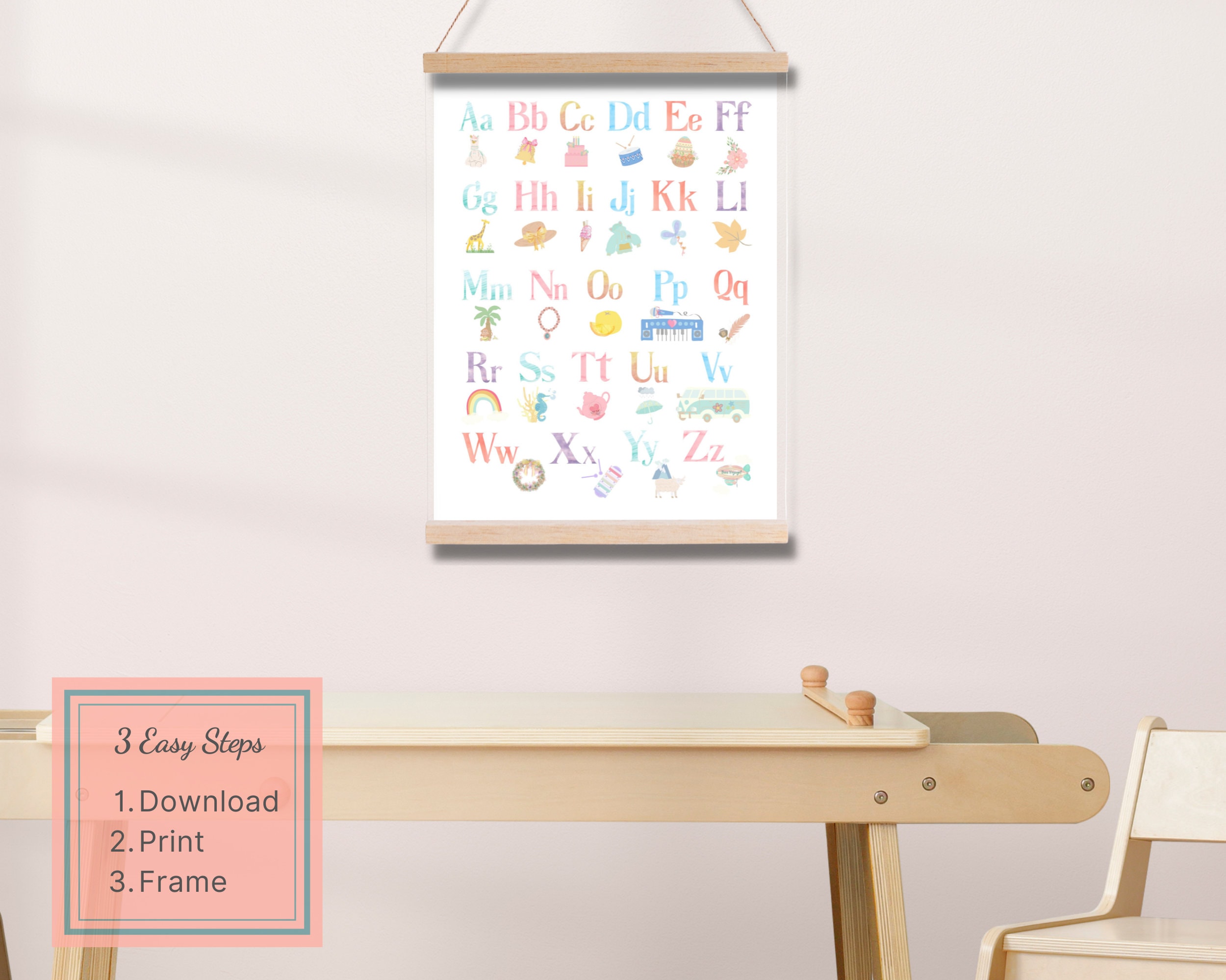 Printable Alphabet Poster / Alphabet Wall Art / ABC Poster / Alphabet ...