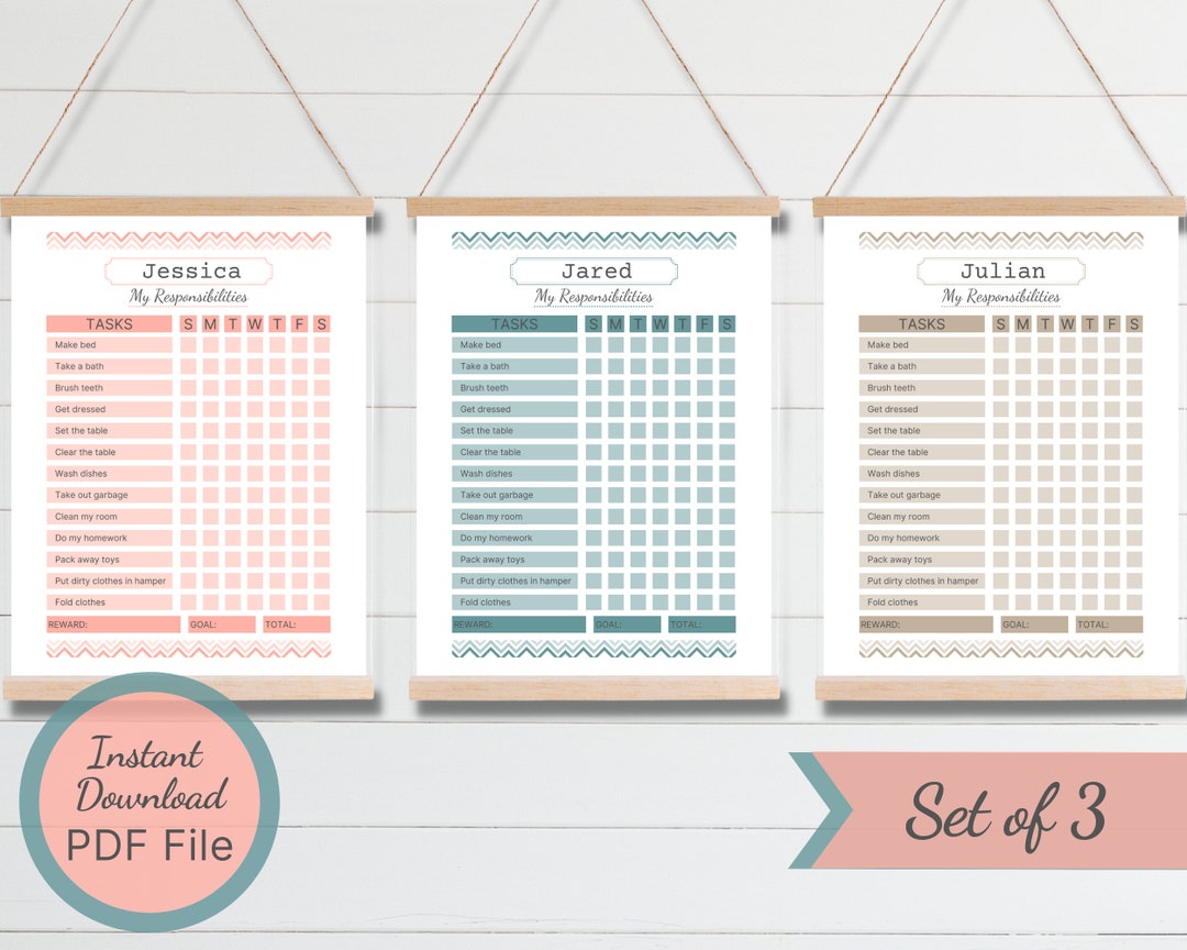 Printable Chore Chart / Daily Weekly Visual Routine / Kids Task ...