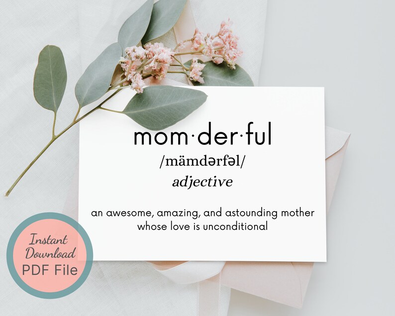 Printable Mother's Day Card / Mother's Day Greeting Card / Minimalist ...