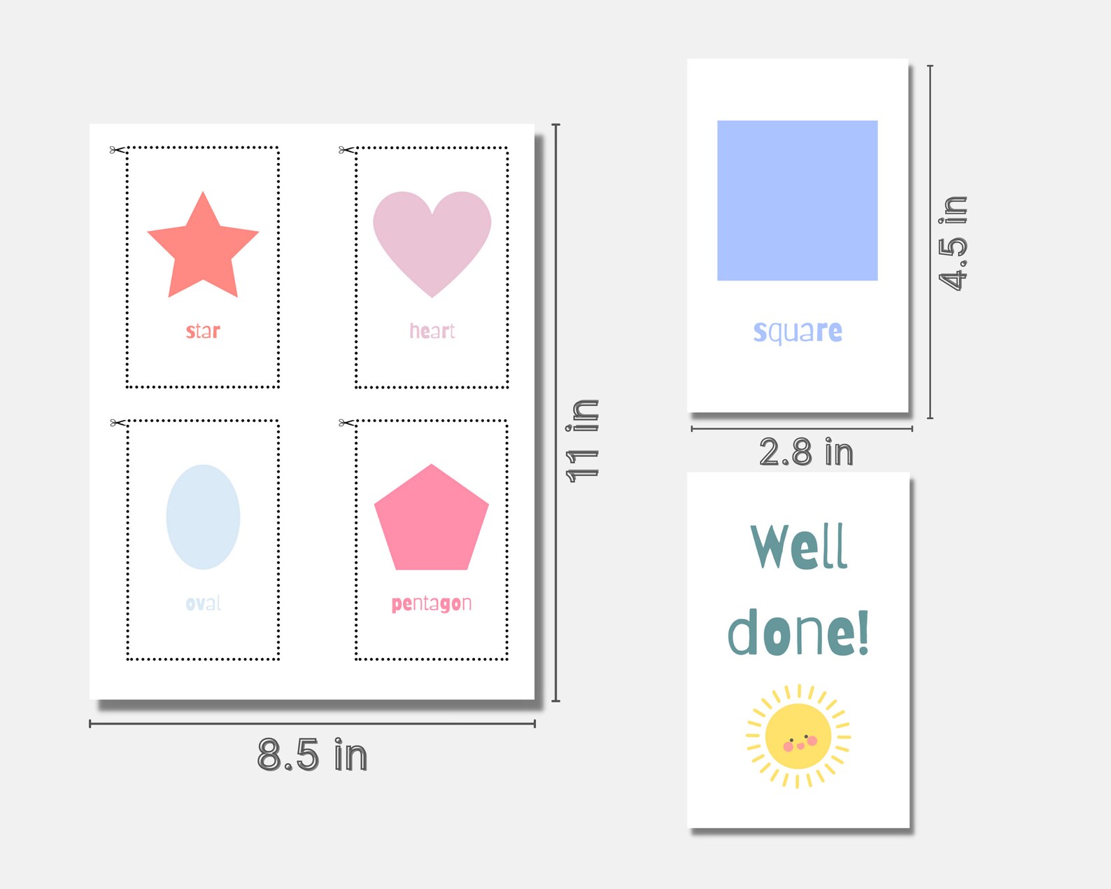 Printable Shape Flash Cards / Toddler Learning Cards / Homeschool Shape ...