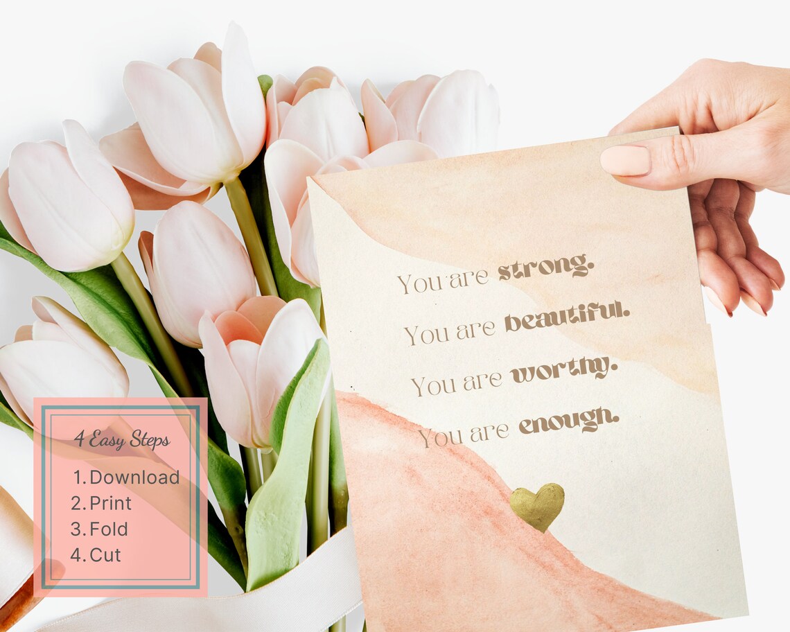 Printable Positive Affirmation Greeting Card / Mother's Day Card / Self ...