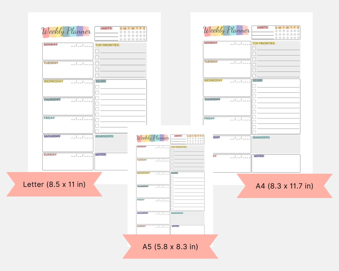 Printable Weekly Planner / Editable Week Organizer / To-do - Etsy