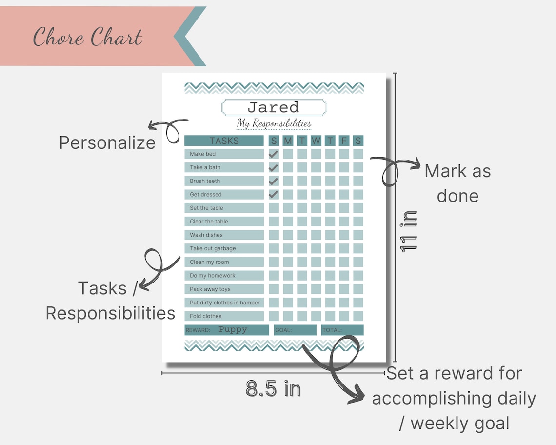 Printable Reward Chart, Chore Chart, Daily Schedule Chart / Positive ...
