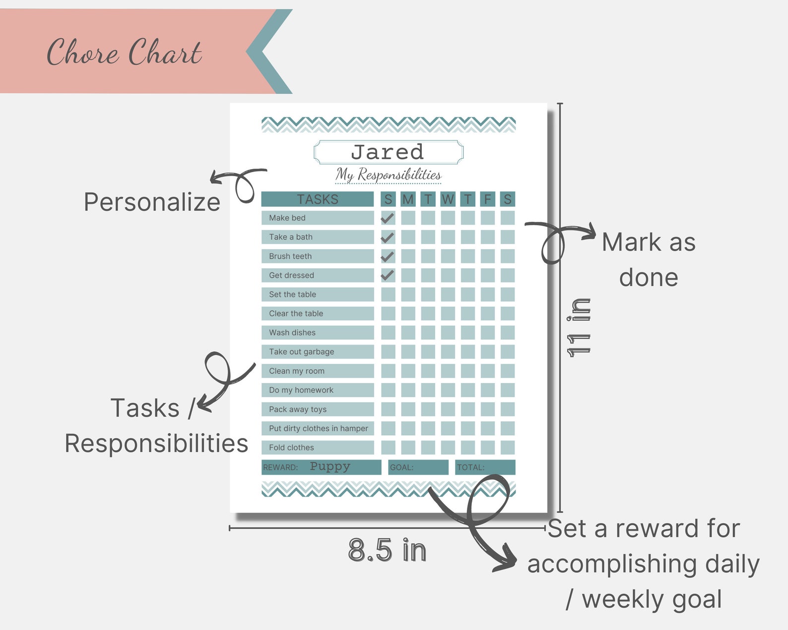 Printable Reward Chart, Chore Chart, Daily Schedule Chart / Positive ...