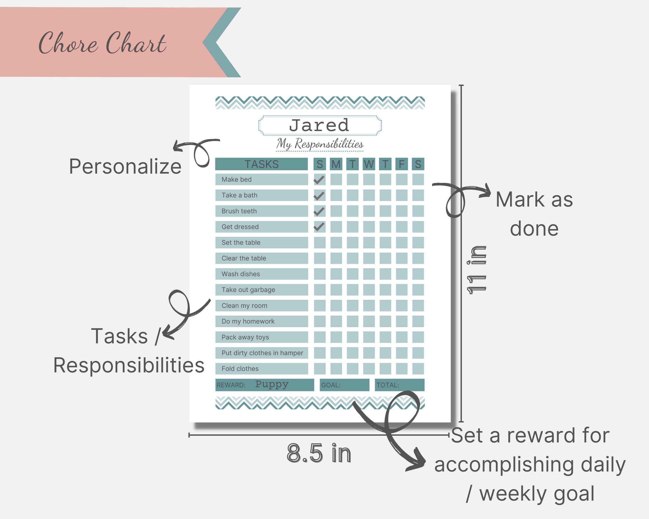 Printable Reward Chart, Chore Chart, Daily Schedule Chart / Positive ...