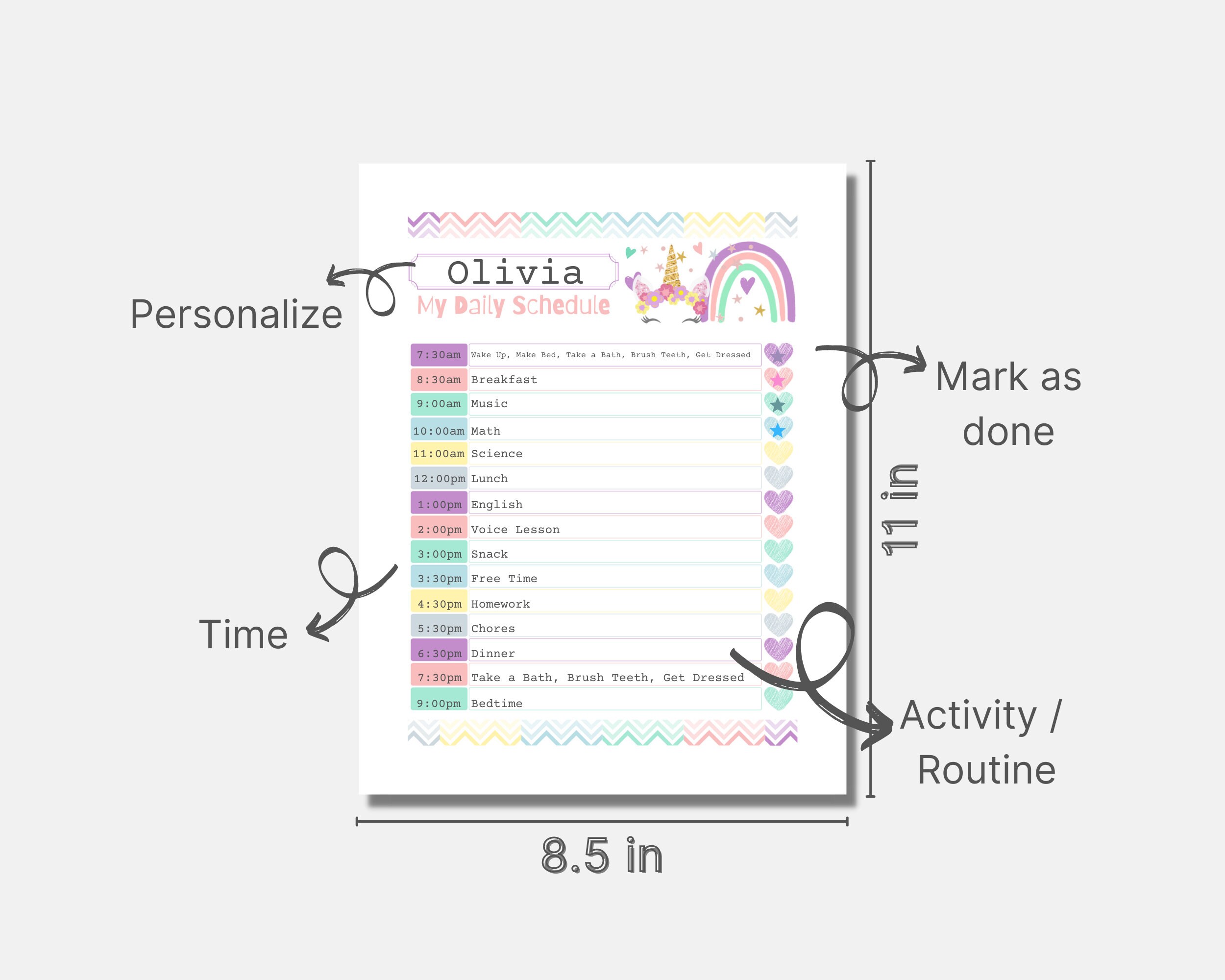 Printable Kids Daily Schedule / Editable Home School Daily Planner ...