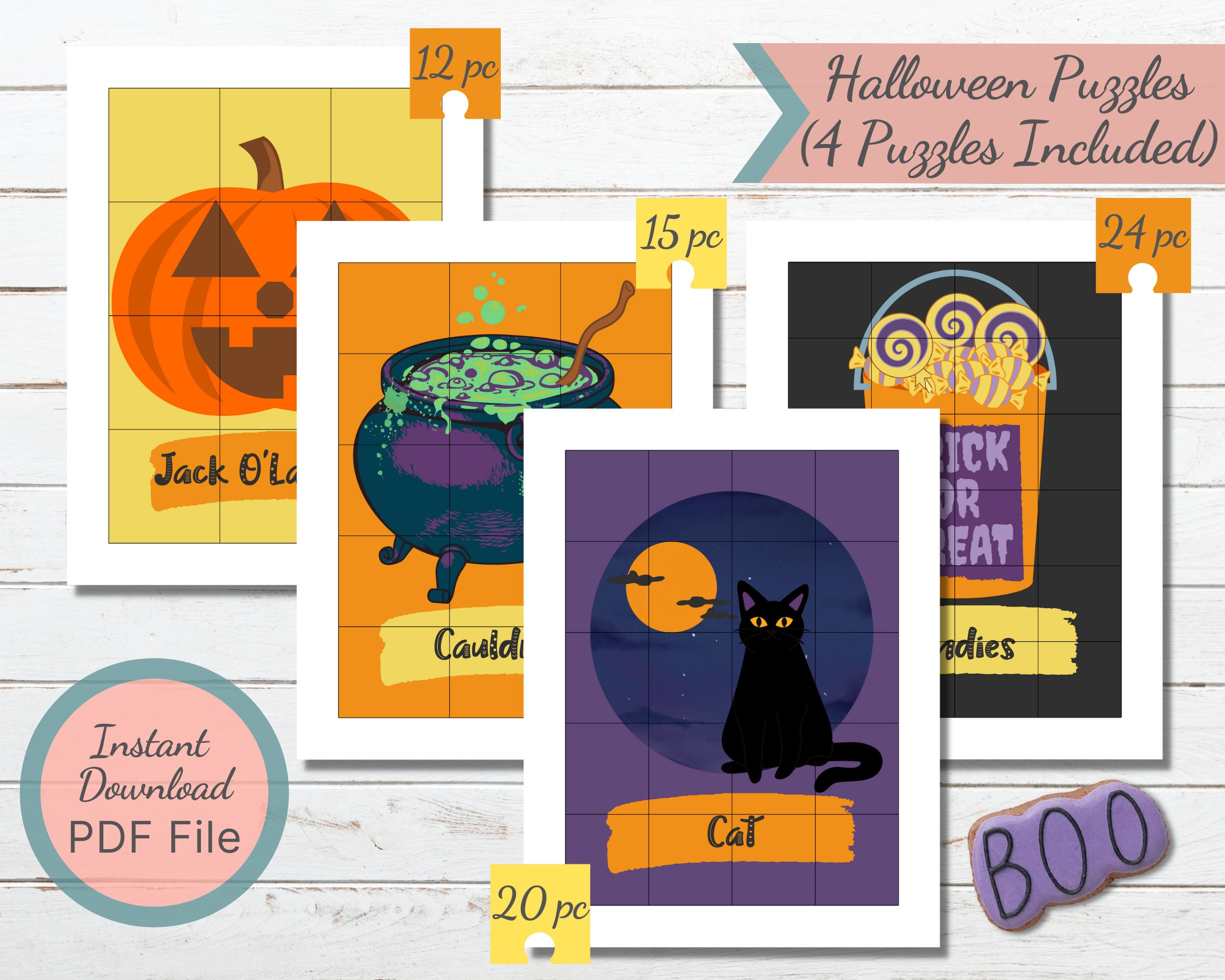 Printable Halloween Puzzles for Kids / Halloween School Activity for ...