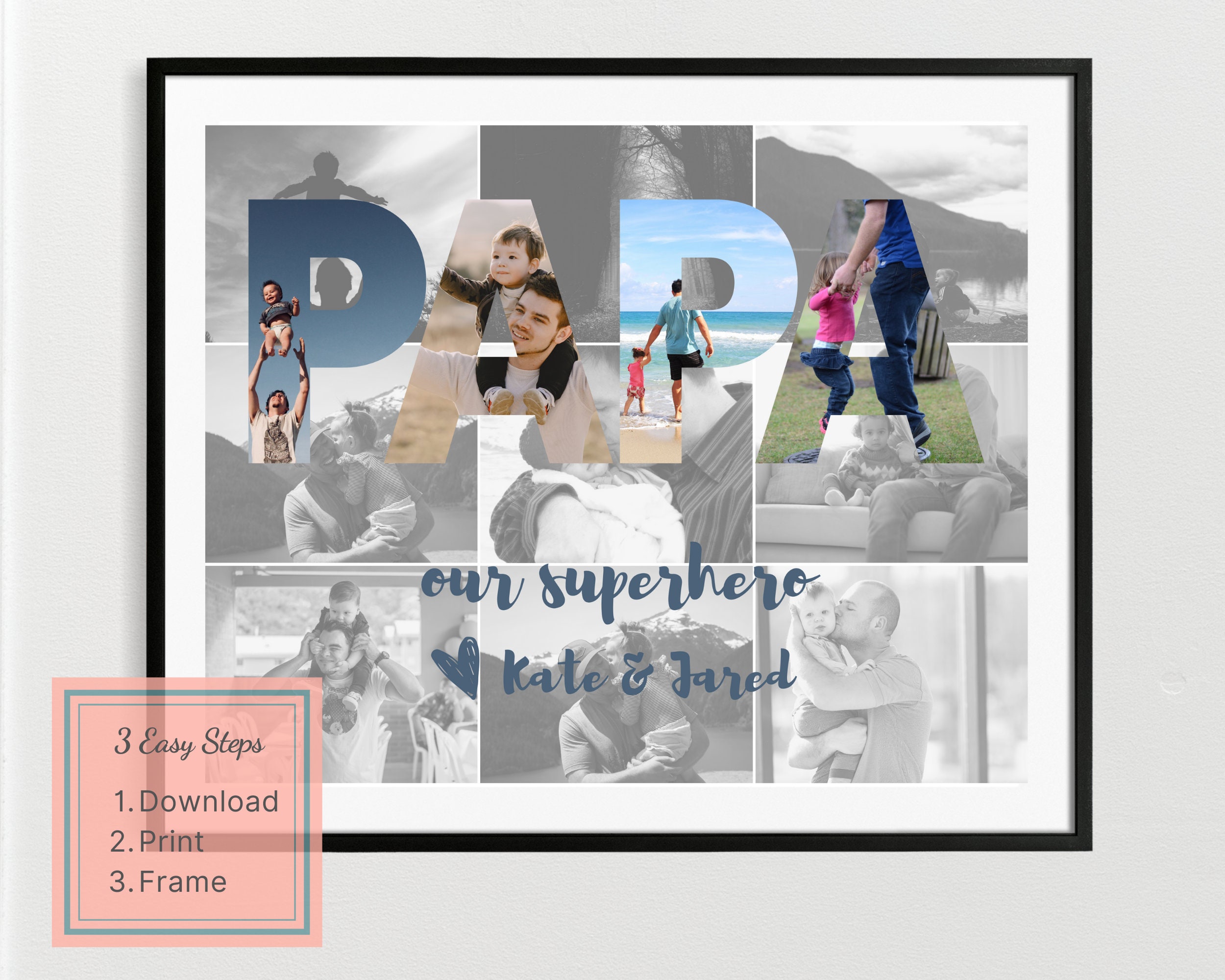 Dad Photo Collage / Customized Father's Day Gift / Daddy Wall Art ...
