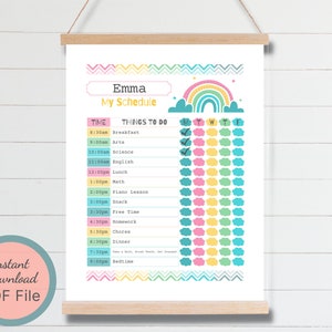 Printable Kids Weekday Schedule / Editable Home School Planner ...