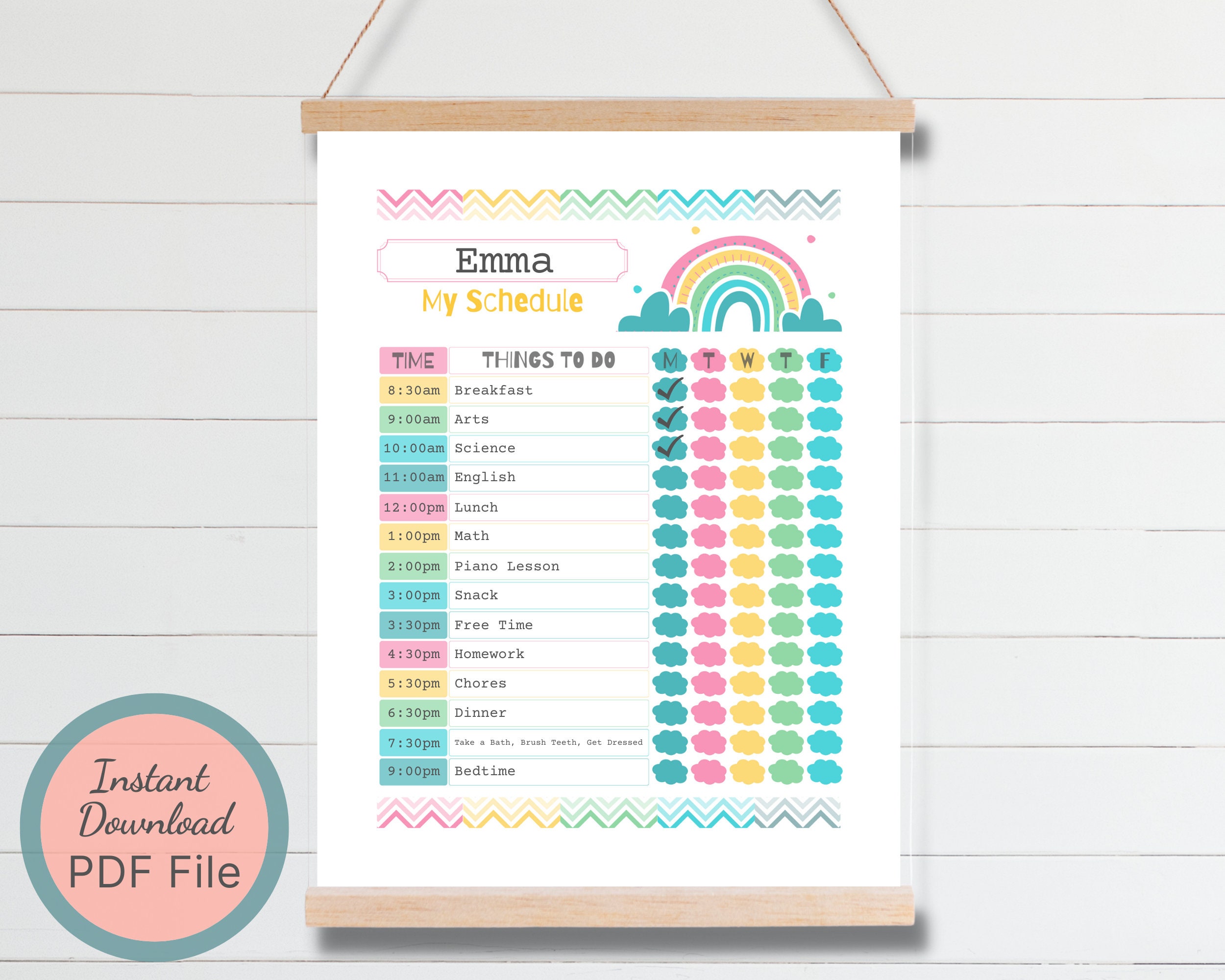 Printable Kids Weekday Schedule / Editable Home School Planner ...
