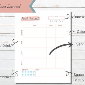 Printable Food Journal / Meal Tracker / Daily Calorie Tracker | Etsy