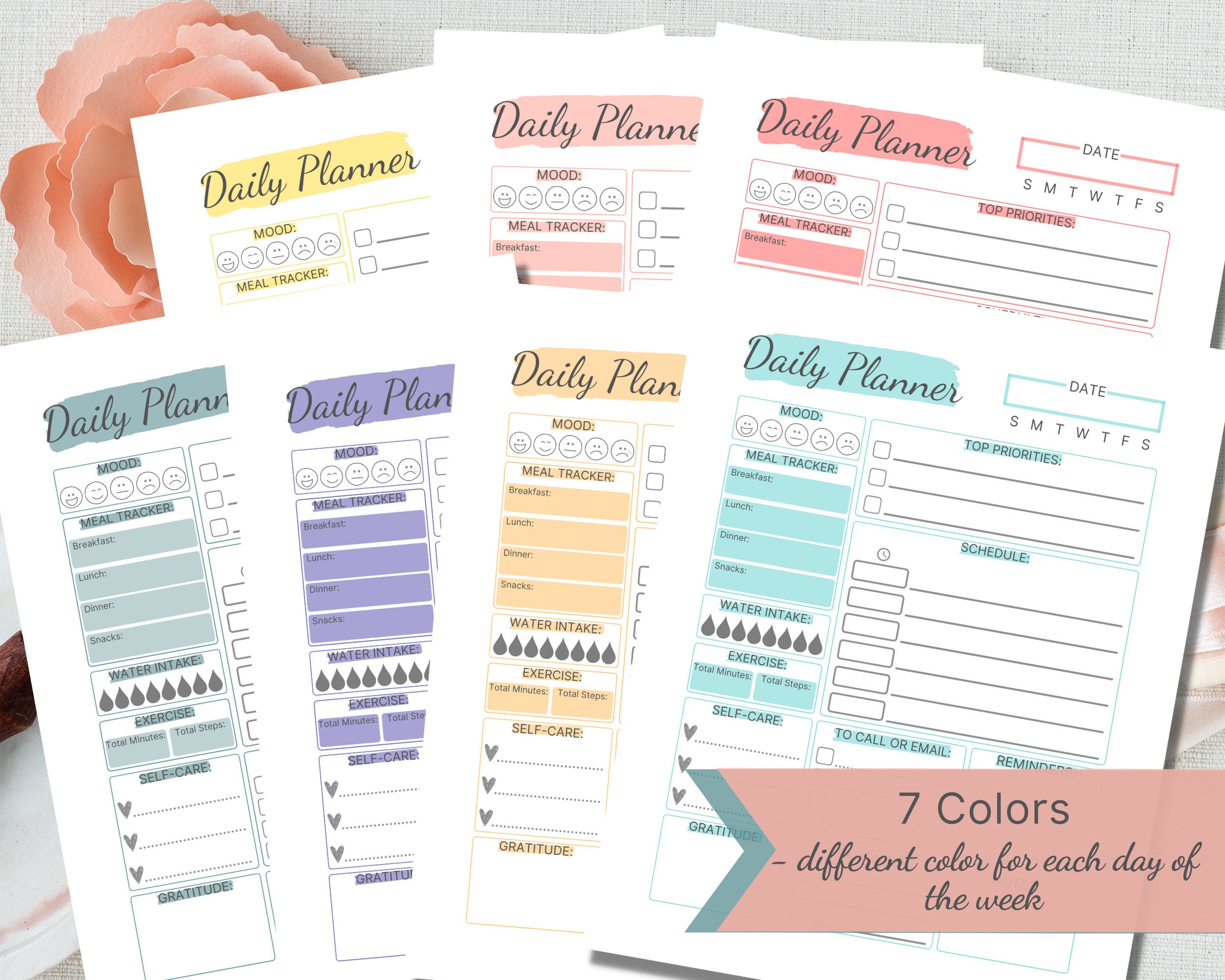 Printable Daily Planner / Editable Productivity Day Planner / - Etsy