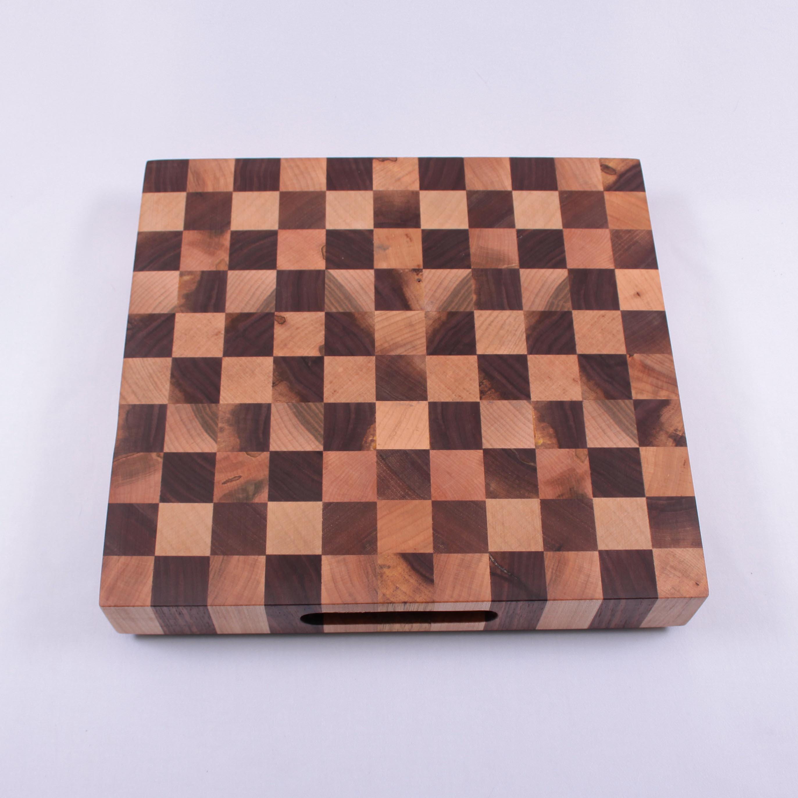 Handmade End Grain Checkerboard Butcher Block Cutting Board With Side ...