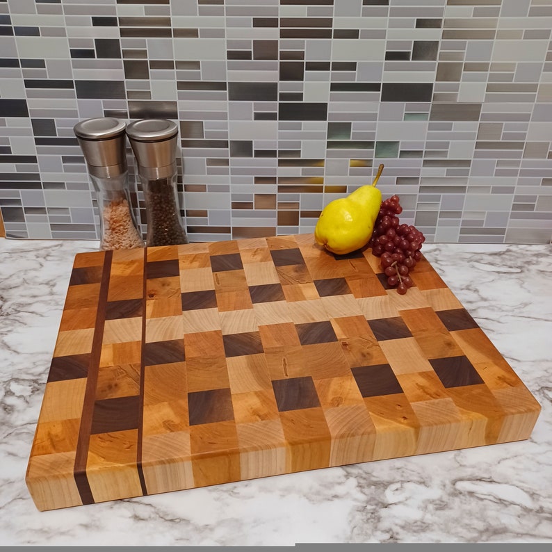 Handmade Artisan End Grain Butcher Block Made of Maple, Cherry, and ...