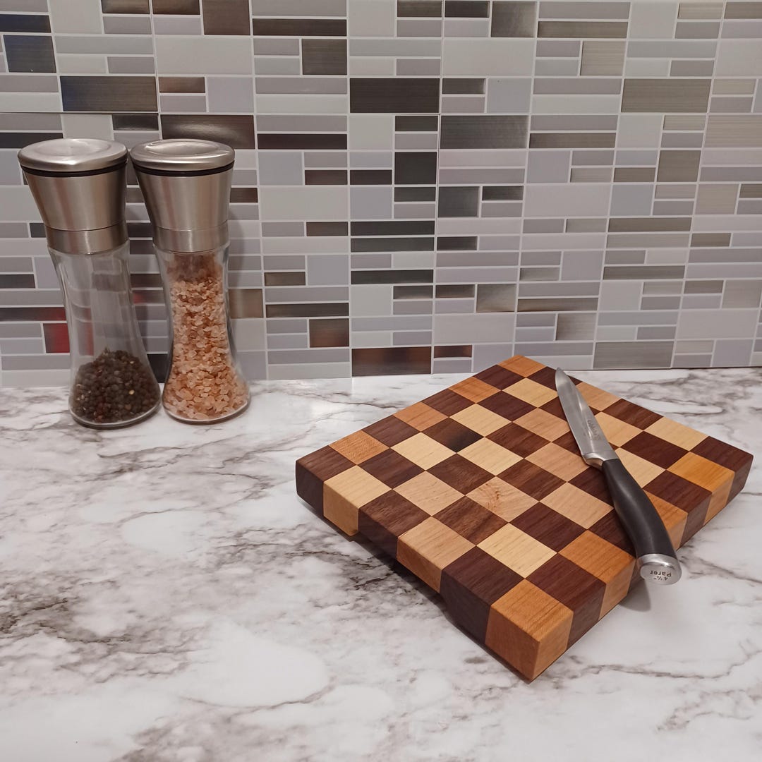 Handmade Artisan Mini Checkerboard Cutting Board With Side Grooves Made ...