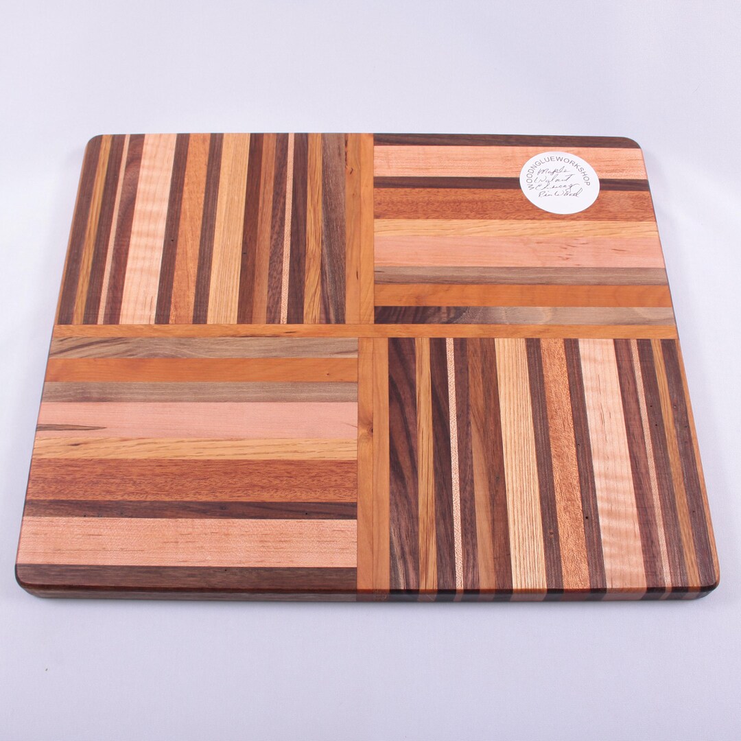 Handmade Farmhouse Pinwheel Stripe Cutting Board in Maple, Cherry, and ...