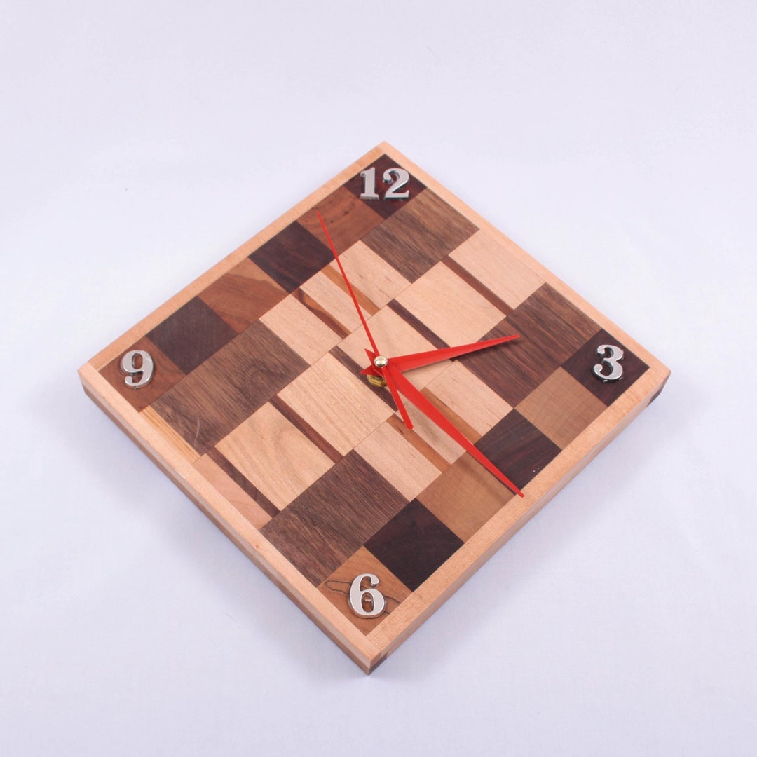 Retro Mid Century Analog Diamond Chaos Clock 8x8x1 in Walnut, Cherry ...