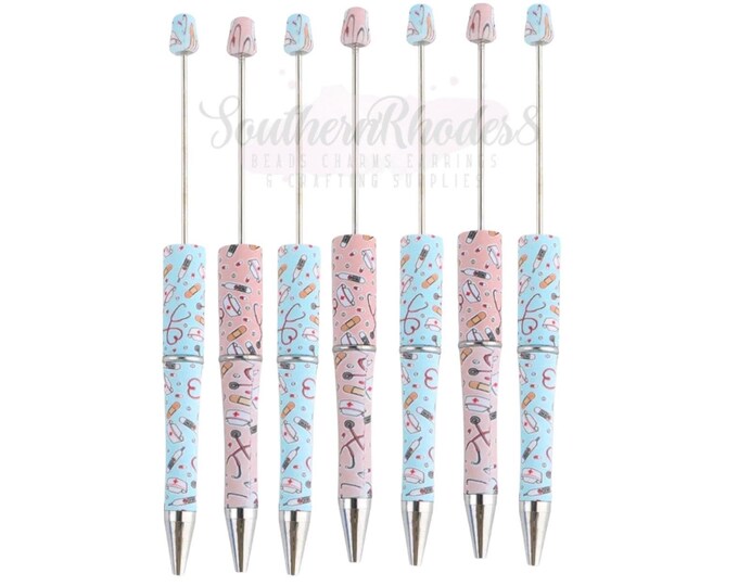 Nurse Doctor Medical Themed Beadable Ballpoint Pens Black Ink Pens Blue ...