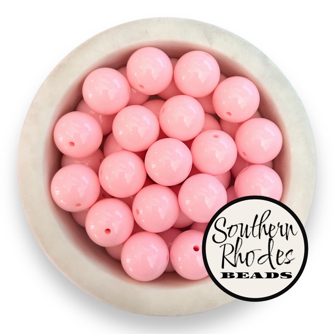 20mm Light Pink Solid Bubblegum Acrylic Beads 10 Count Gumball Beads ...
