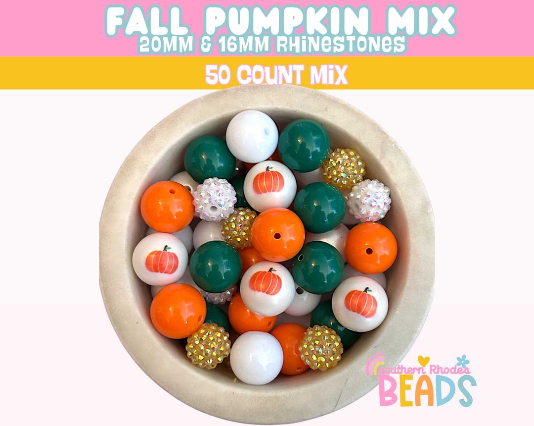Fall Pumpkin Acrylic Bead Mix With 20mm & 16mm Rhinestone Beads - Etsy