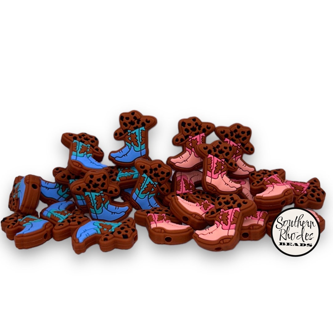 Blue or Pink & Brown Cowboy Boots Focal Beads Cowboy Beads - Etsy