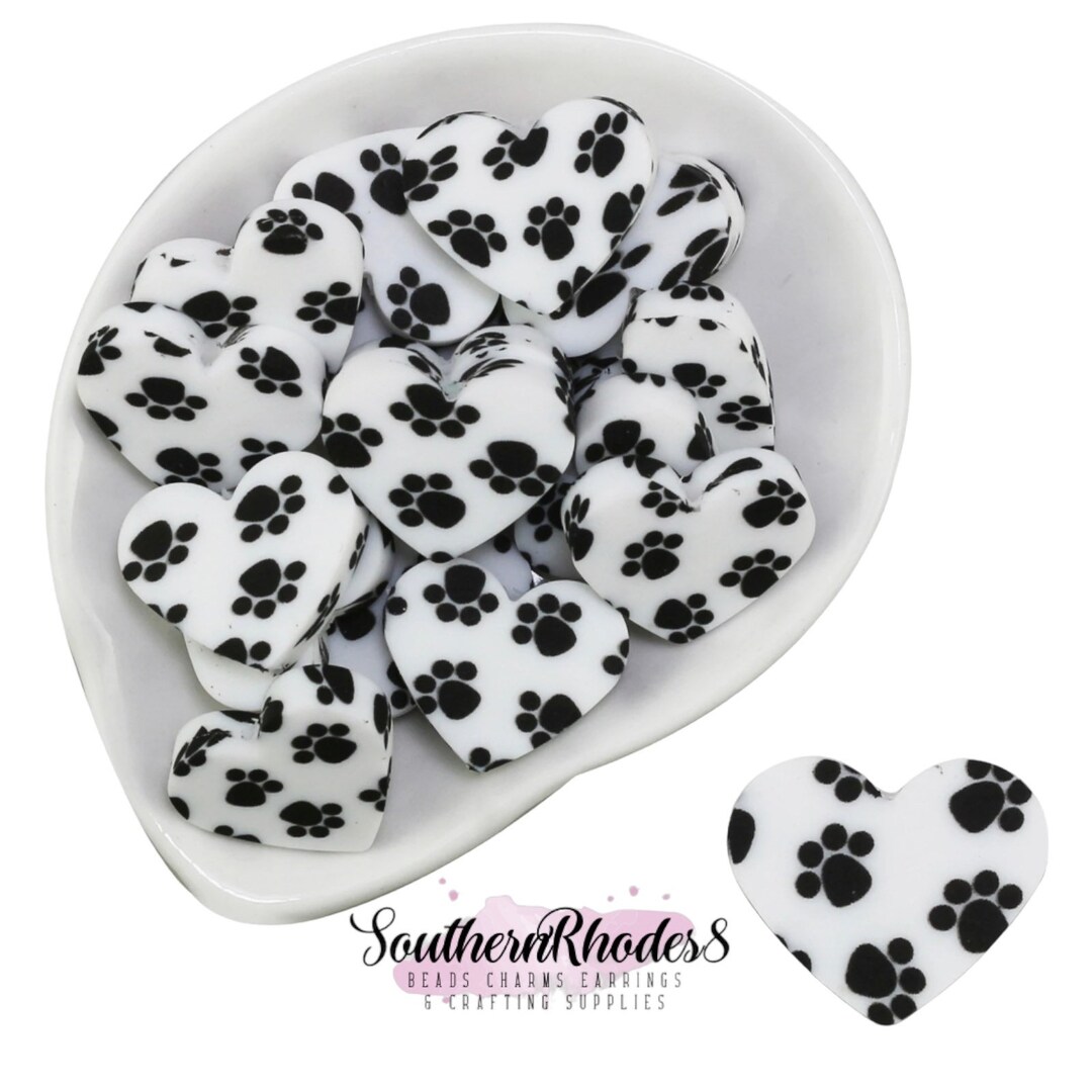 Paw Print Pattern Silicone Beads Focal Beads Beadable Pen Beads ...