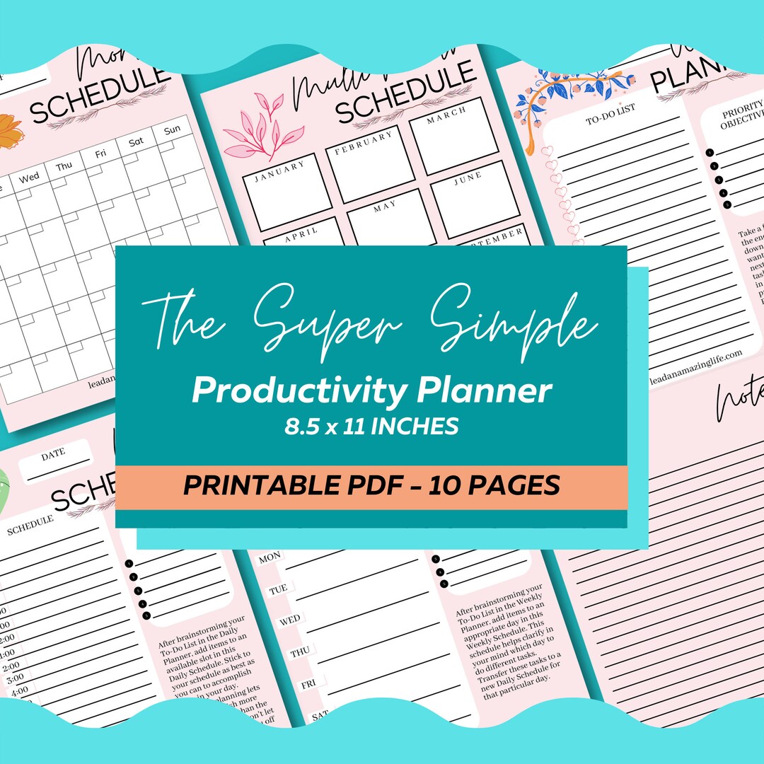 Super Simple Productivity Planner Printable PDF, Daily, Weekly ...