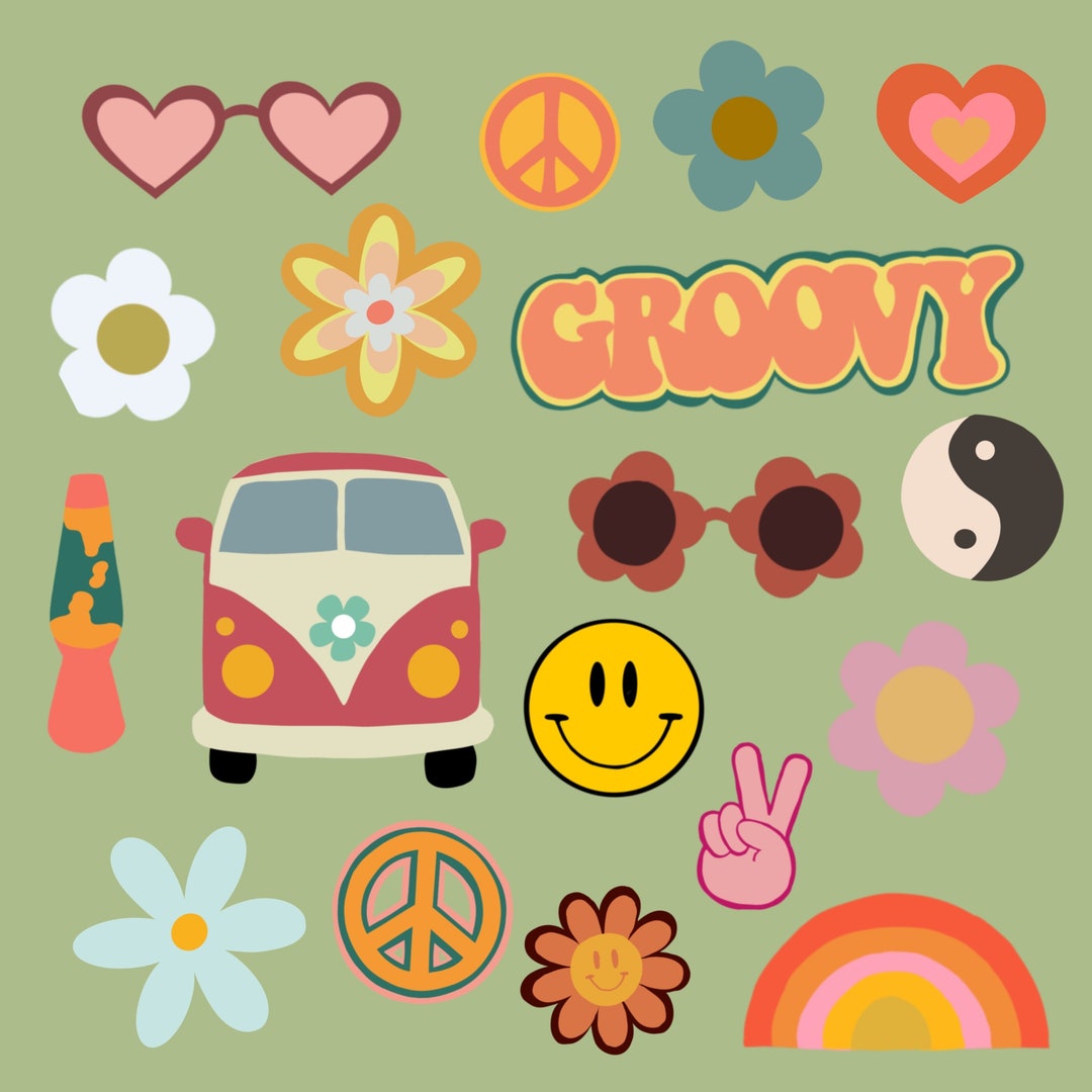 Groovy Clipart, Groovy Birthday SVG + PNG, Hippie Birthday, Cricut Cut Files, Party Decorations ...