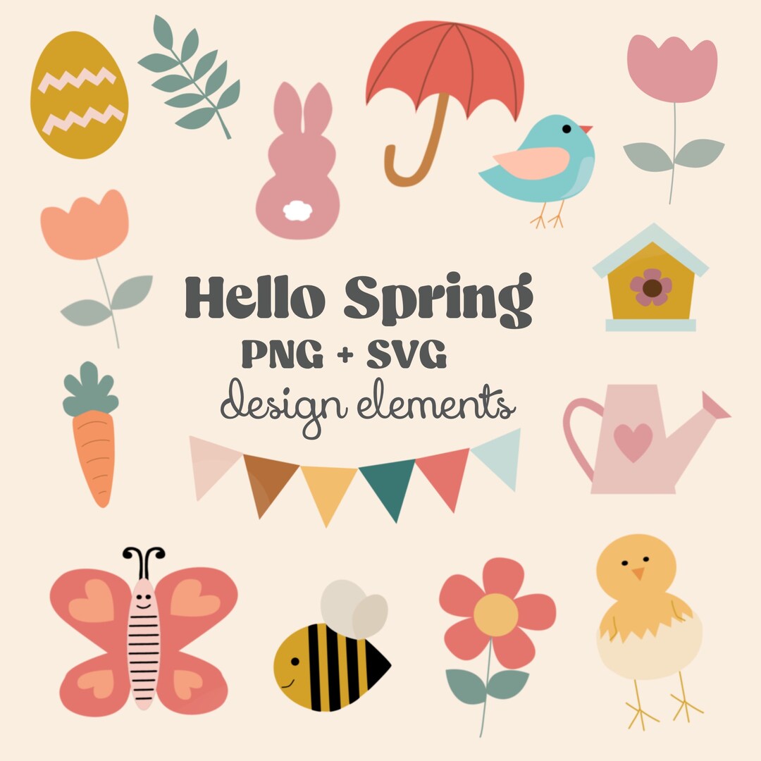 Spring Clipart Bundle, SVG + PNG, Cute Clipart, Layered Svg, Clipart ...