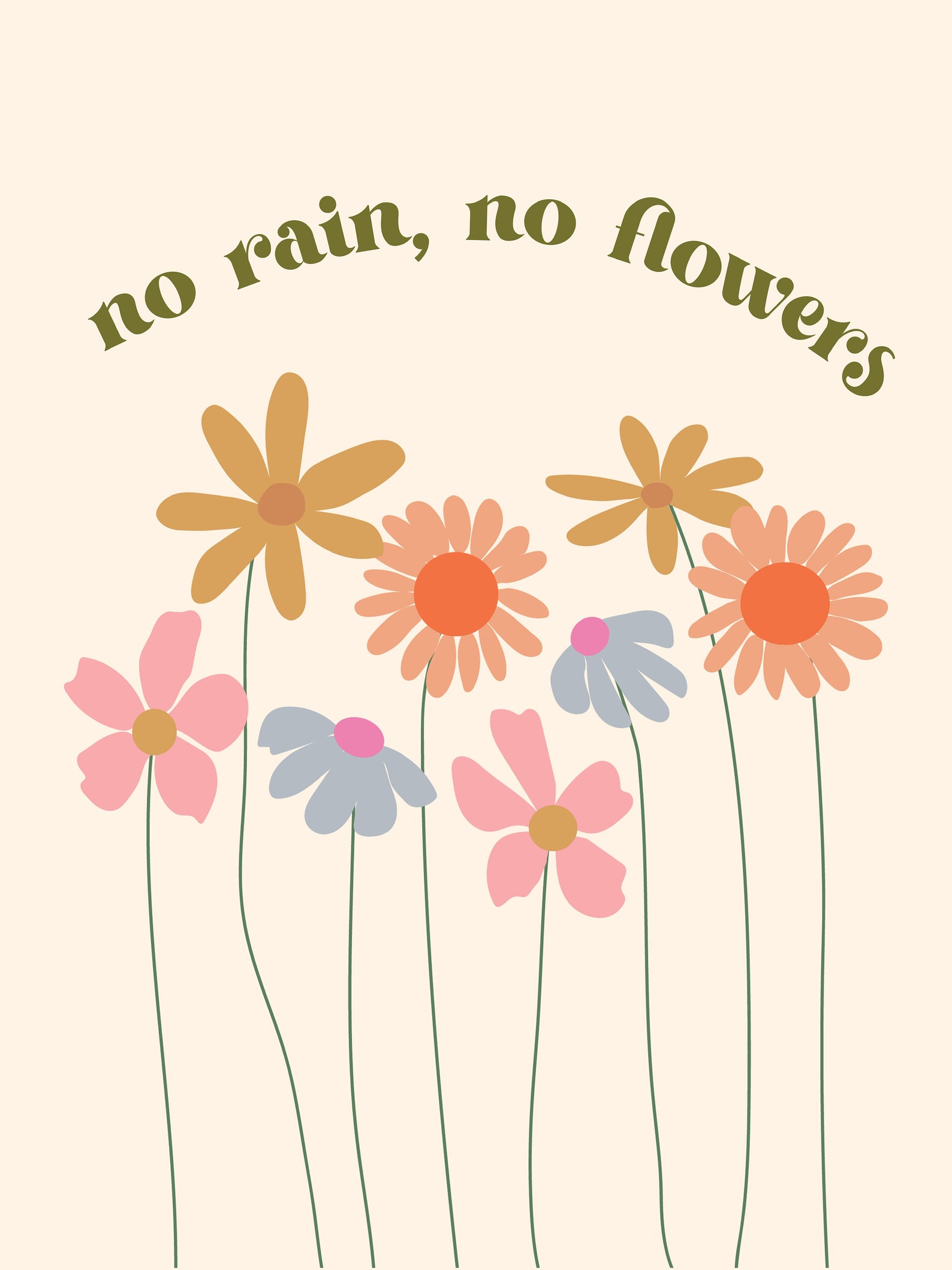 No Rain No Flowers Digital Art Printable Wall Art, Art Print ...