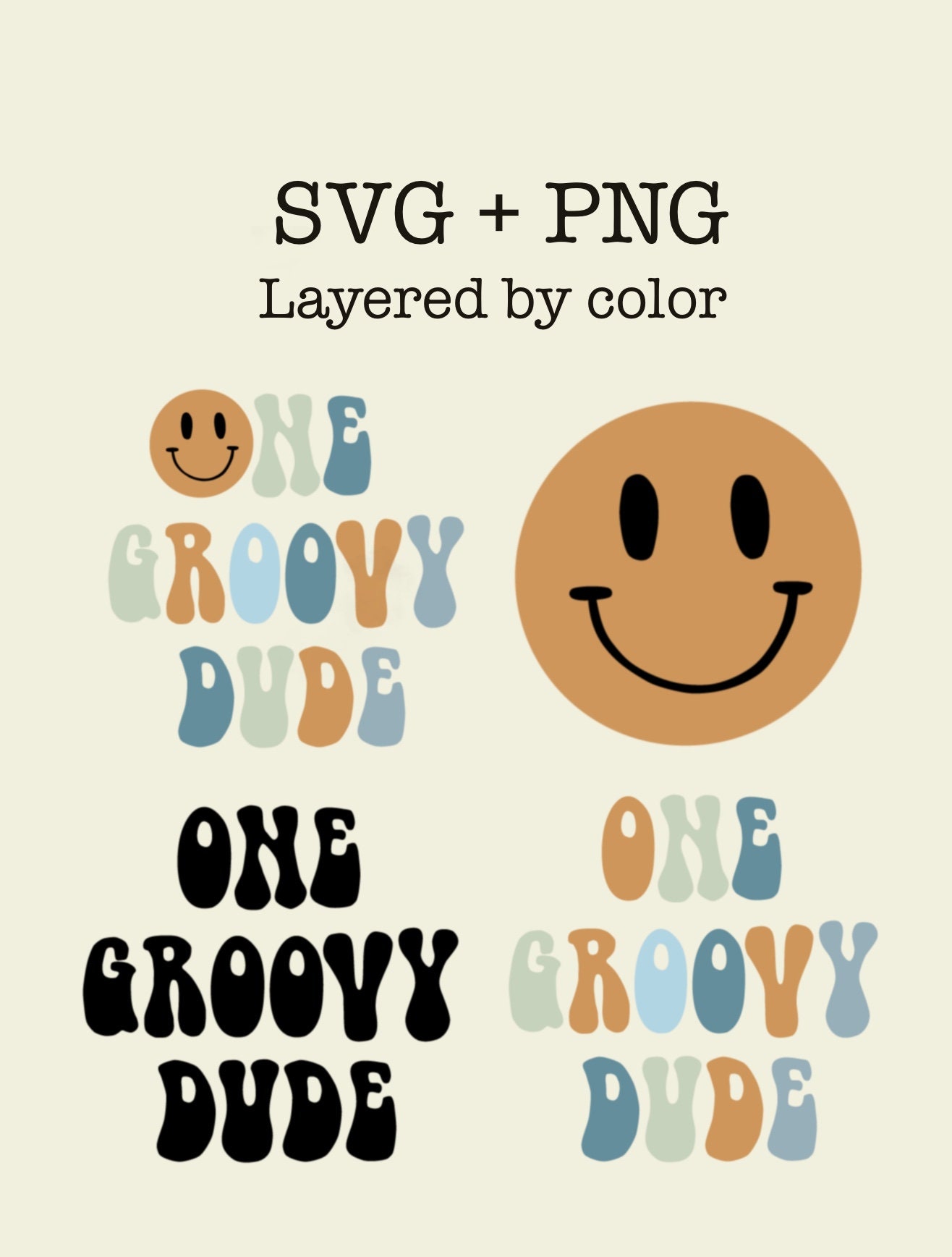 One Groovy Dude, Groovy Clipart Bundle, SVG + PNG, 70s, Layered Svg ...
