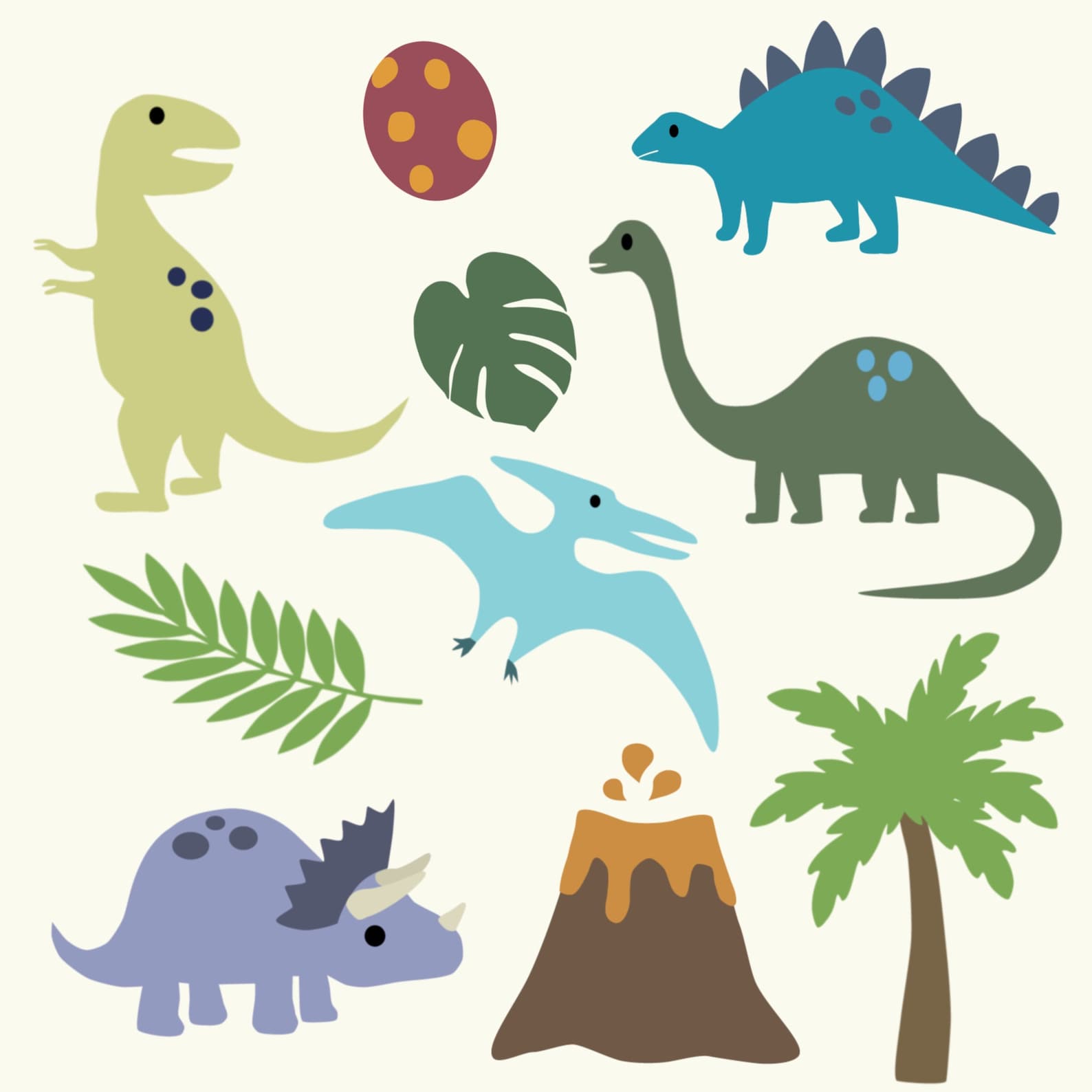 Dinosaur Clipart Bundle, SVG + PNG, Layered Svg, Clipart & Cut Files ...