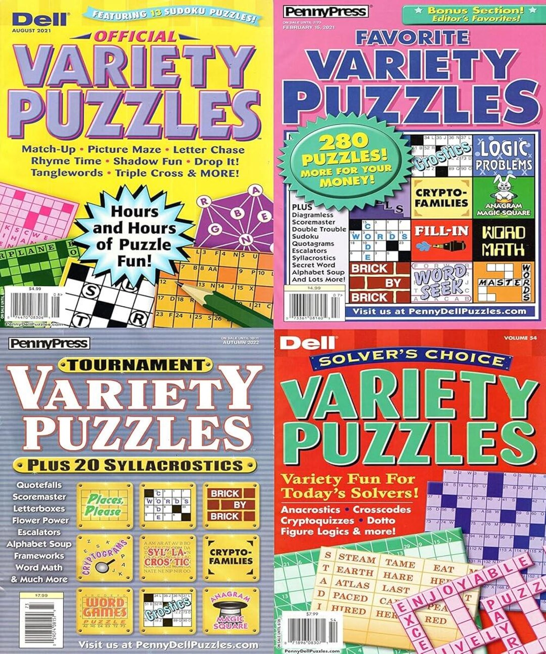 Lot of 4 Penny Press Dell Variety Puzzle Books (UNSORTED) - Etsy