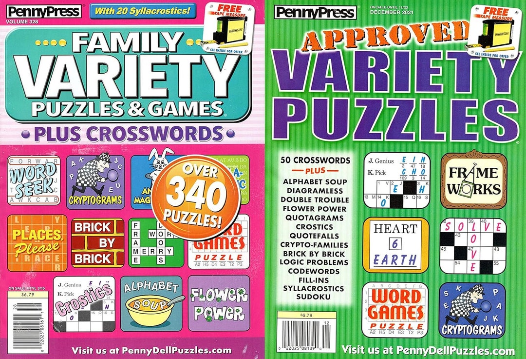 Lot of 2 Penny Press Variety Puzzle Magazines - Etsy
