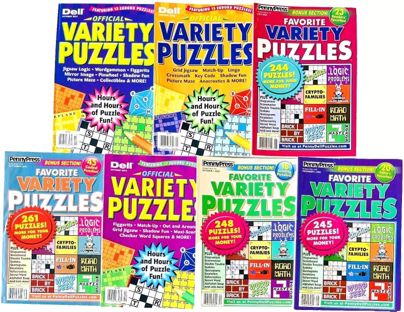 Lot of 7 Penny Press Dell Official & Favorite Variety Puzzle Books ...