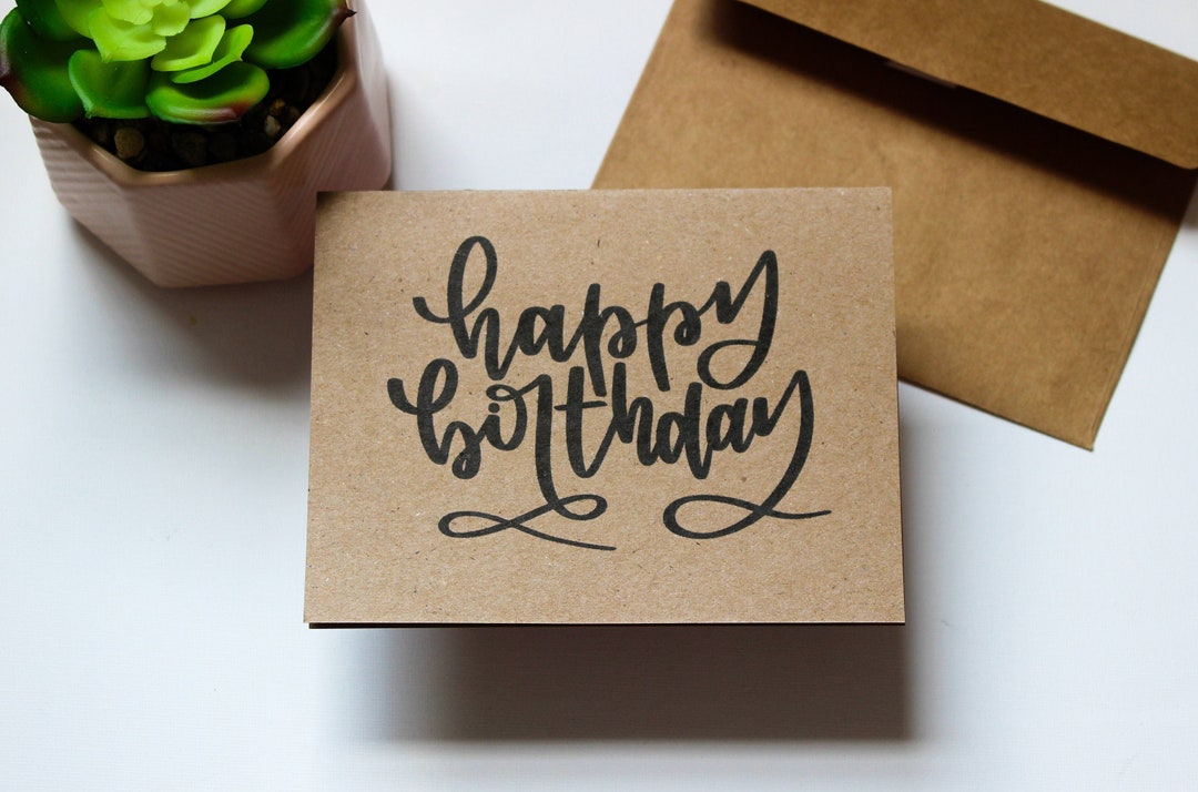 Pack of 6 Kraft Paper Birthday Cards With Envelopes Blank Greeting ...