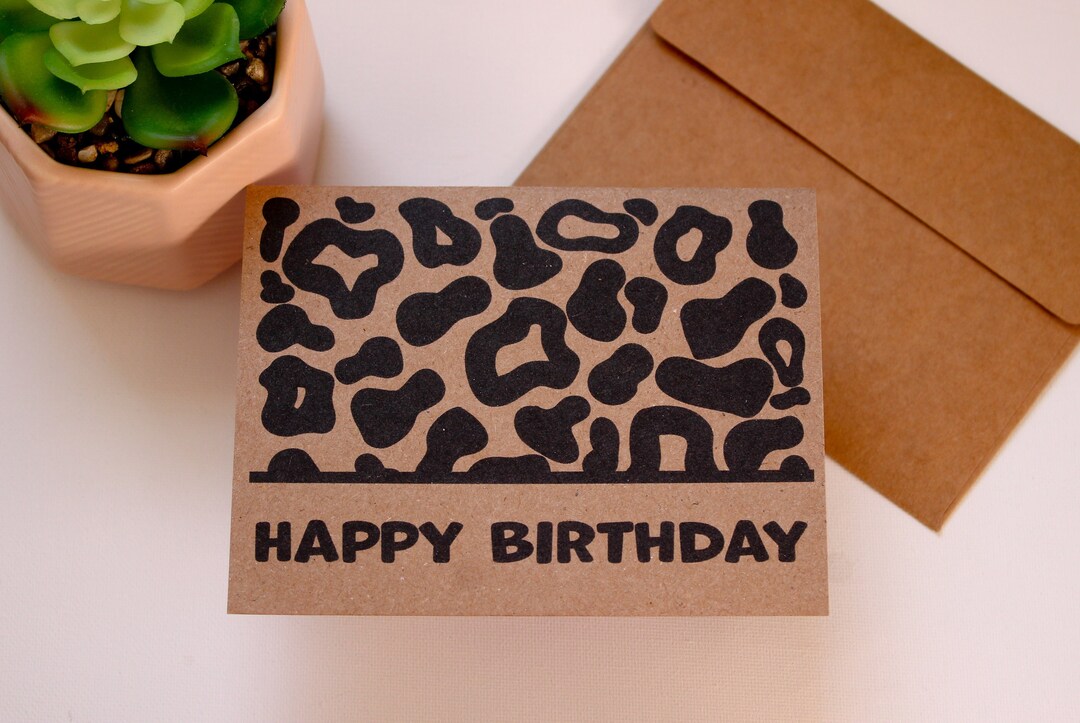 Pack of 6 Cheetah Print Birthday Cards With Envelopes - Blank Greeting ...