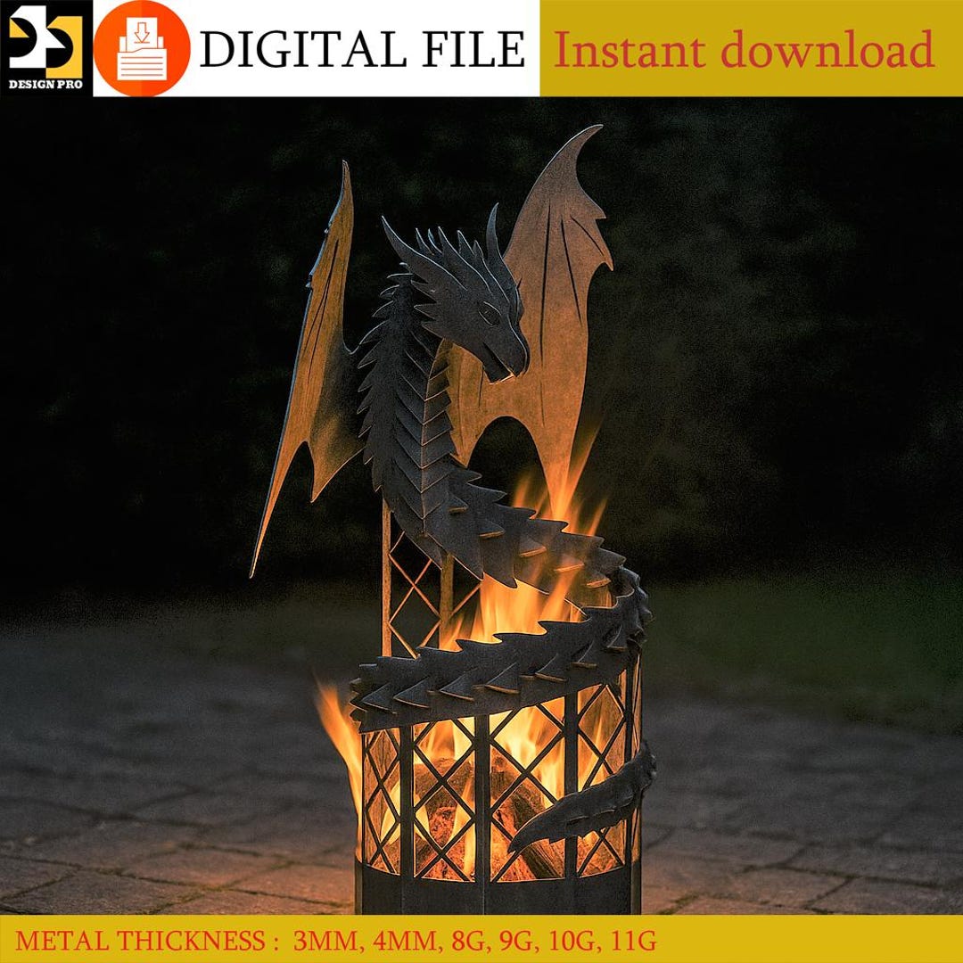Dragon Fire Pit DXF Files for Plasma, Laser Cutting, CNC. Portable Fire ...